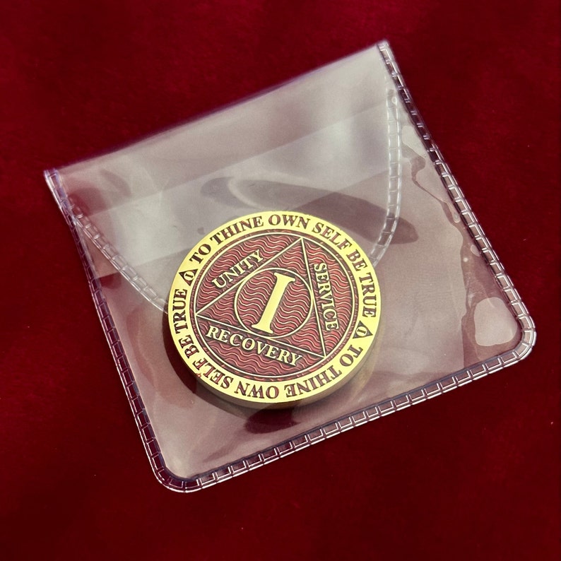 AA 1 Year Chip Red Sobriety Token Recovery Gift - Etsy