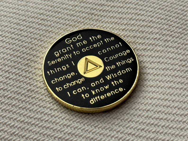 Hand-painted AA 2 Year Chip Blue Sobriety Medallion Recovery Gift ...
