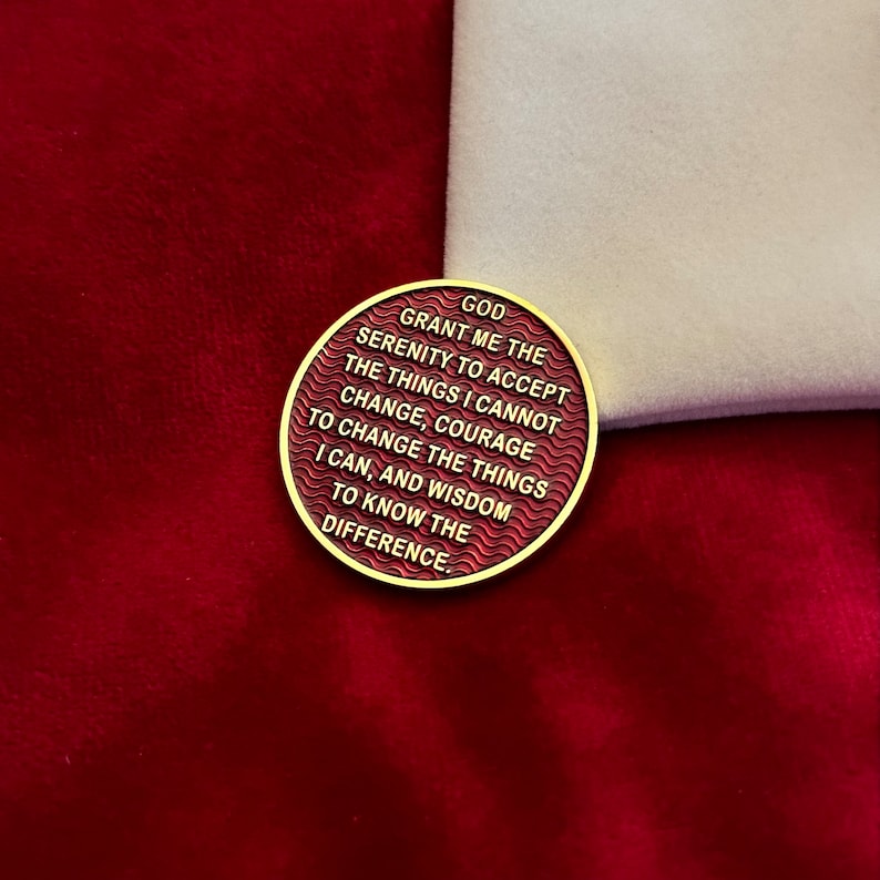 AA 1 Year Chip Red Sobriety Token Recovery Gift Alcoholics Anonymous ...