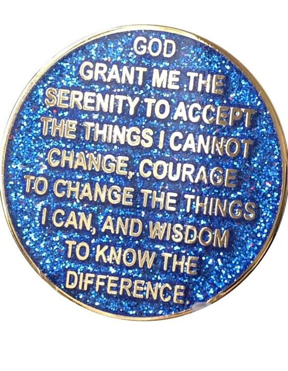 Glitter AA 6 Month Chip | Blue Sobriety Token | Recovery Gift ...