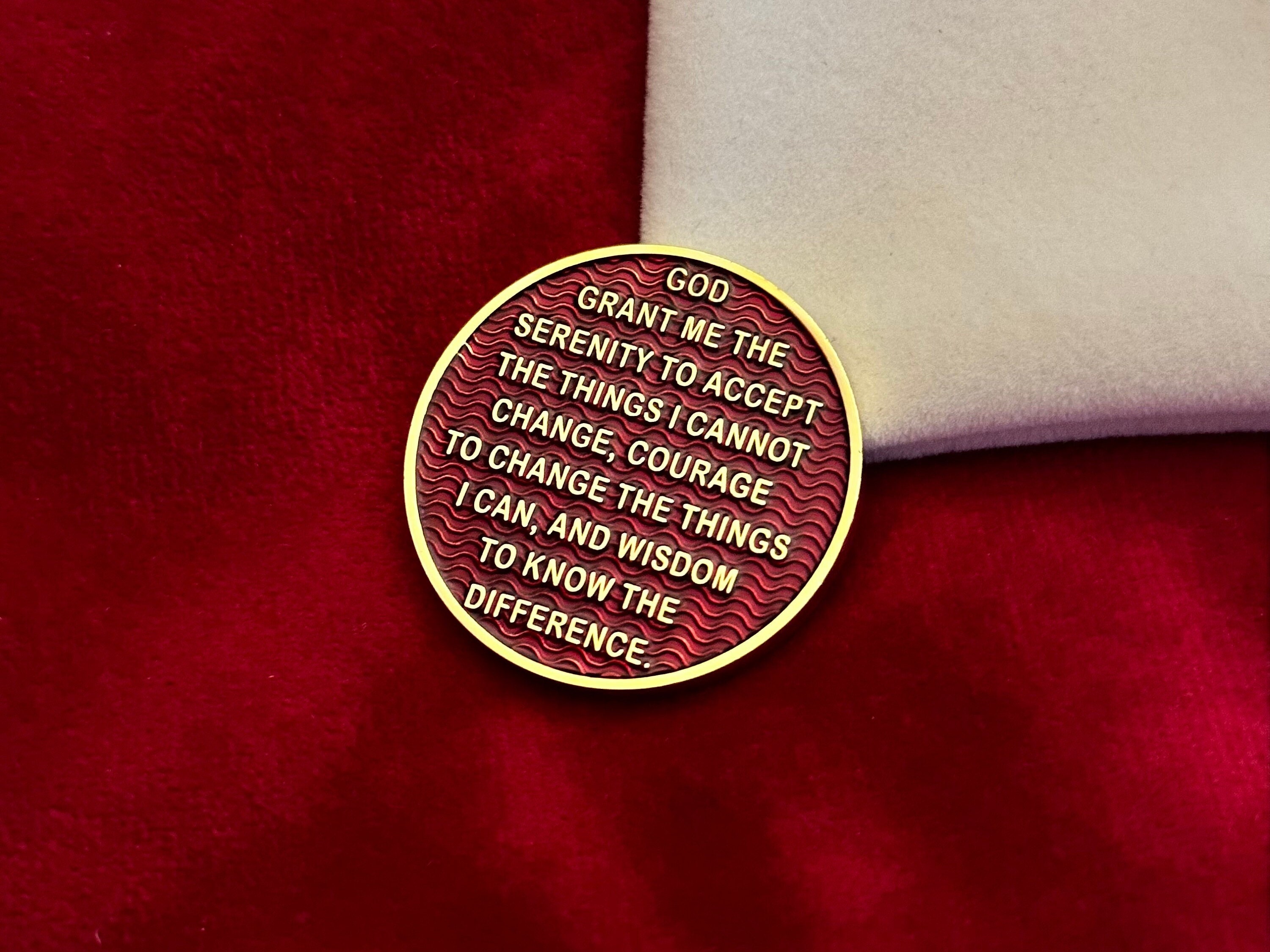 AA 1 Year Chip | Red Sobriety Token | Recovery Gift | Alcoholics ...