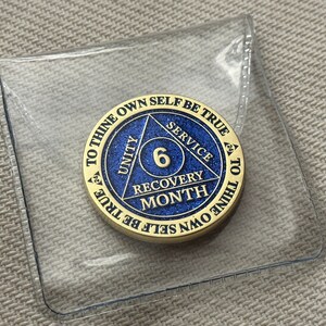 Glitter AA 6 Month Chip | Blue Sobriety Token | Recovery Gift ...