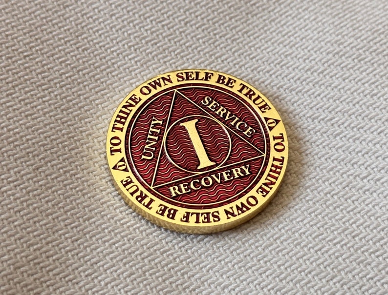 AA 1 Year Chip | Red Sobriety Token | Recovery Gift | Alcoholics ...