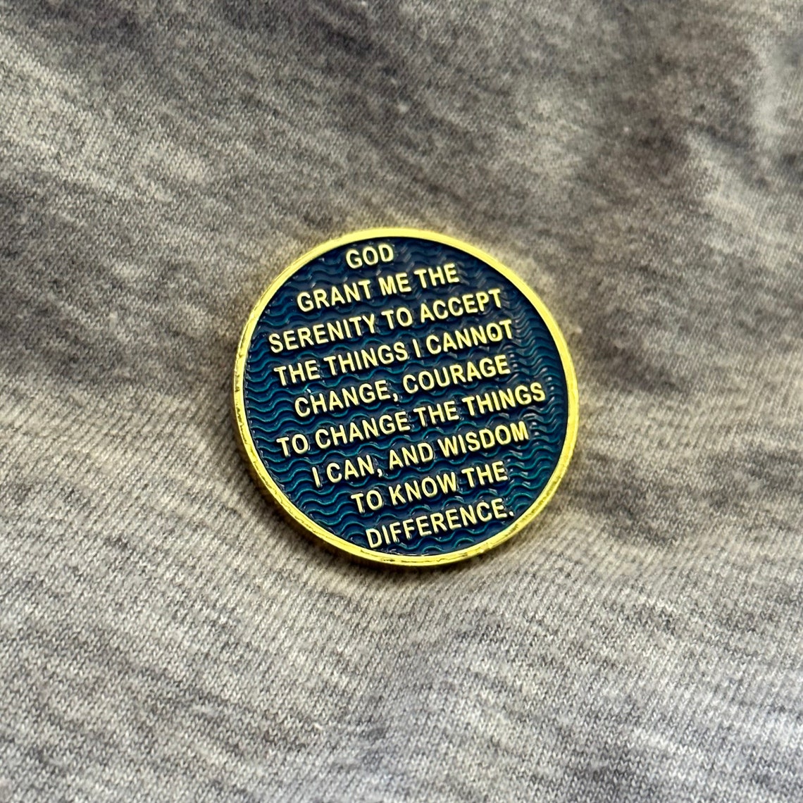 AA 1 Year Chip Blue Sobriety Token Recovery Gift Alcoholics Anonymous ...