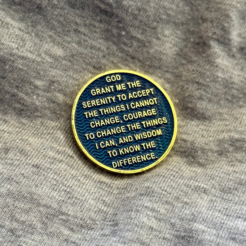 AA 1 Year Chip Blue Sobriety Token Recovery Gift Alcoholics Anonymous ...