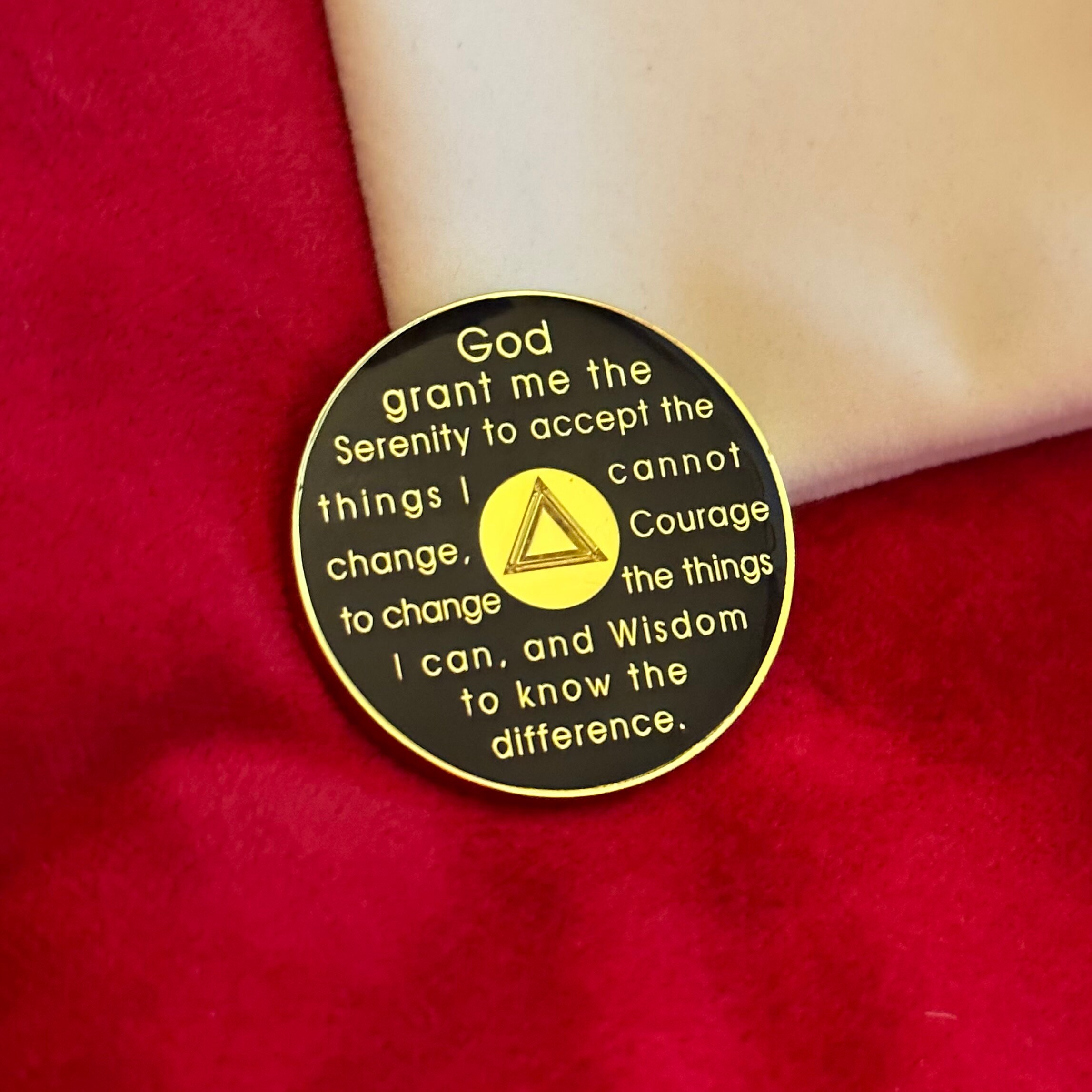 Hand-painted AA 1 Year Chip Red Sobriety Medallion Recovery Gift ...