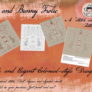 CHART Bee and Bunny Frolic Counted Cross Stitch E-pattern - Colonial ...