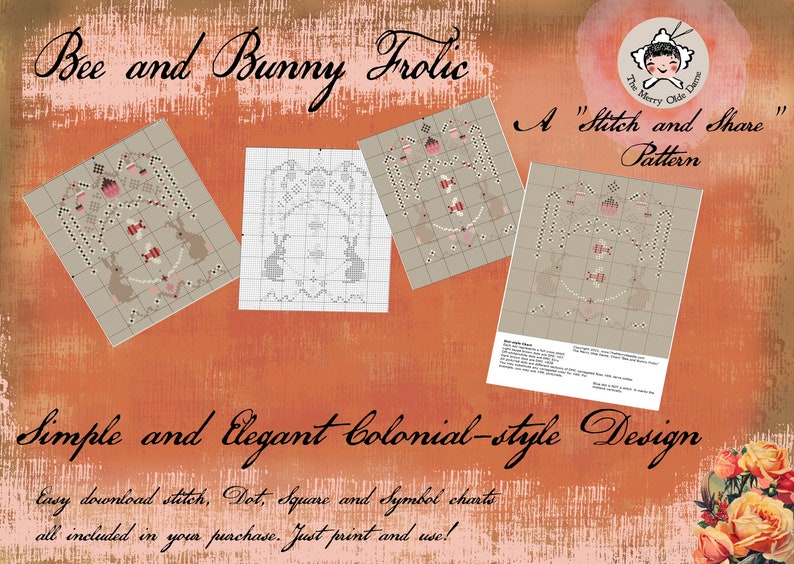 CHART Bee and Bunny Frolic Counted Cross Stitch E-pattern - Etsy