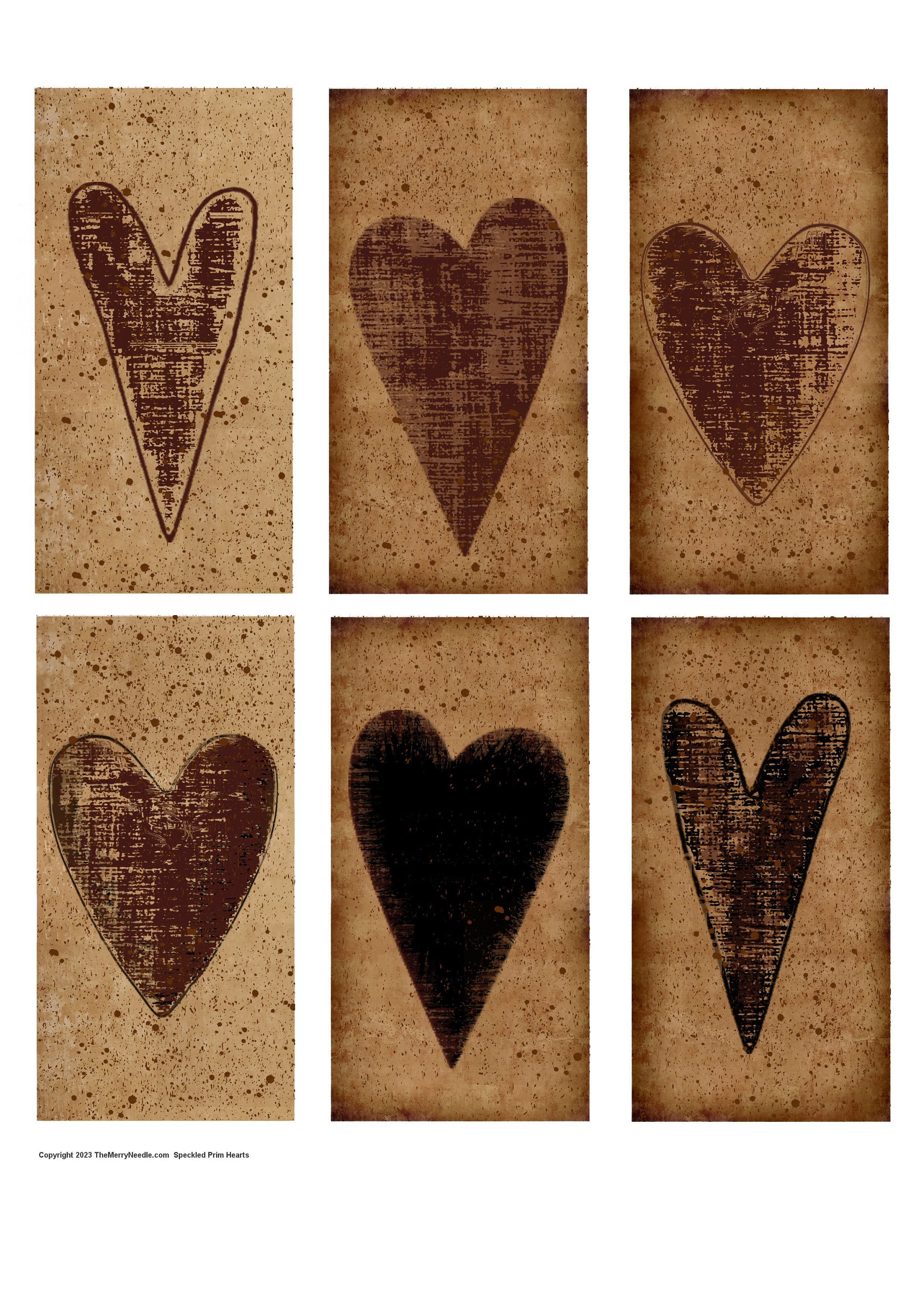 PRIM HEARTS Dee-lite Digital Rustic Hang Tags rustic Valentines Instant ...
