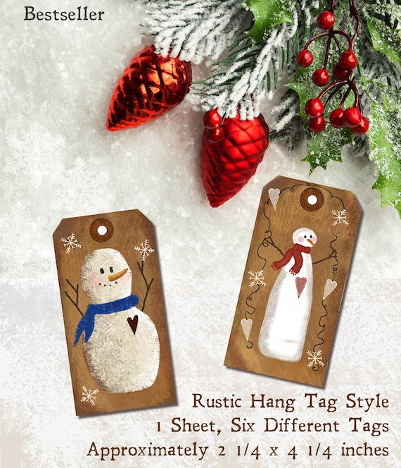 Frosty Snowfolk PRINTABLE Digital 6 Snowman Hang Tags | Etsy