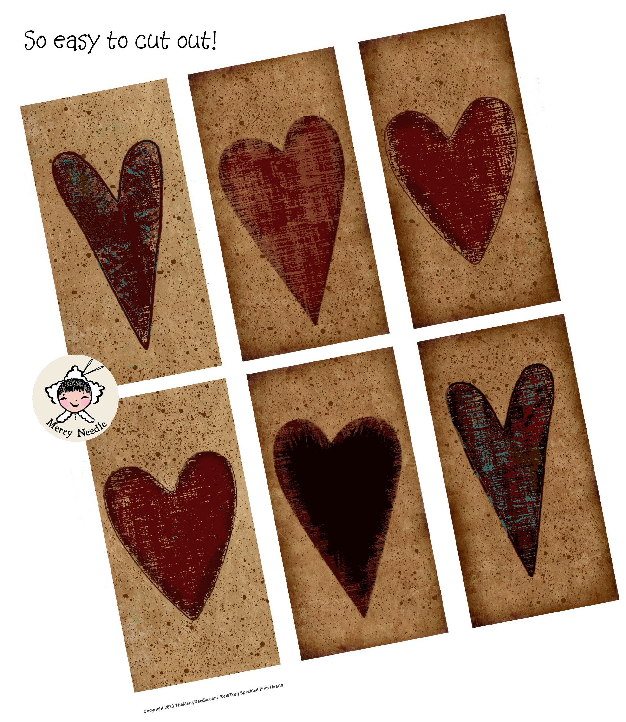 PRIM HEARTS Dee-lite Digital Rustic Hang Tags rustic Valentines Instant ...