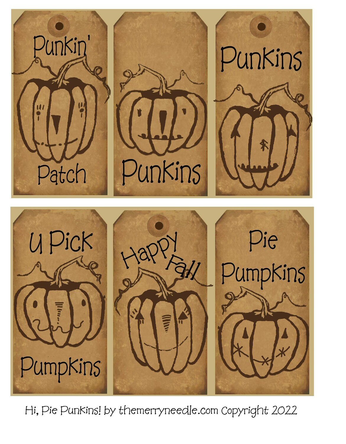 GRIMPKINS EZ Cut Punkins Digital Tags Rustic Prim Hang Tag - Etsy