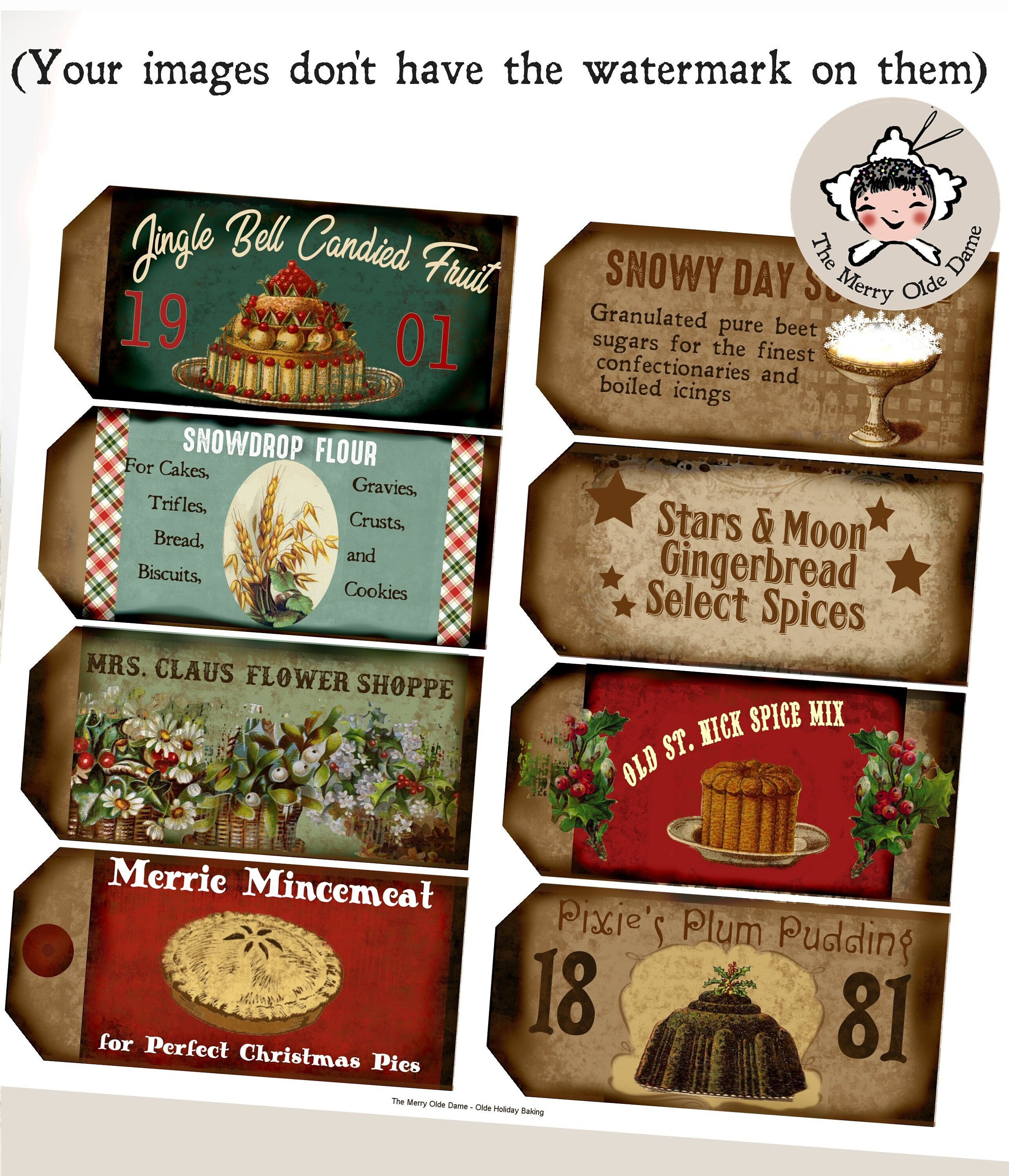 Xmas Pantry Tags Printable Primitive Prim Hang Tags Journal - Etsy