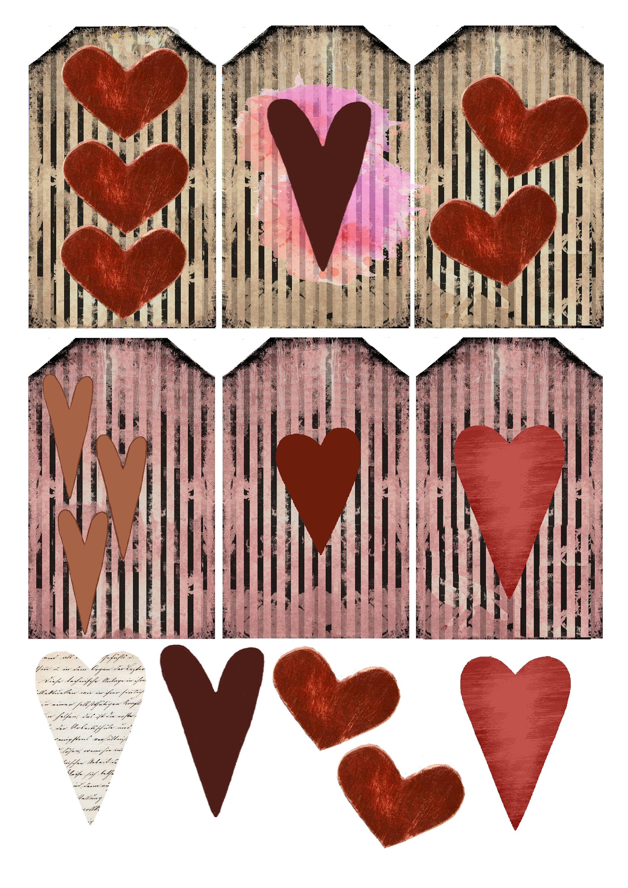 Rustic Stripes VALENTINE PRIMS Digital Hang Tags rustic Valentines ...