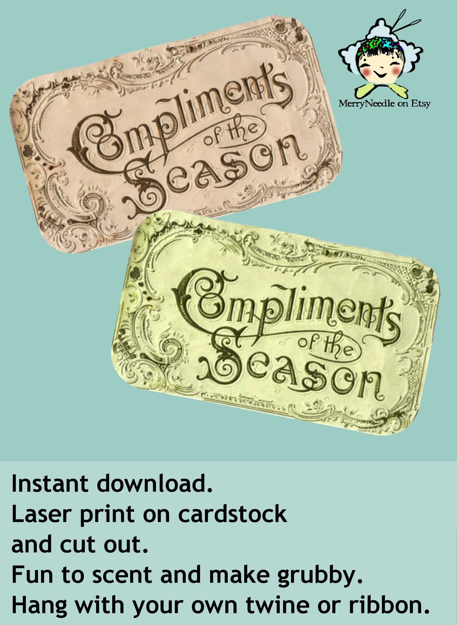 COMPLIMENTS of the SEASON Antique Image Digital Tags Rustic - Etsy