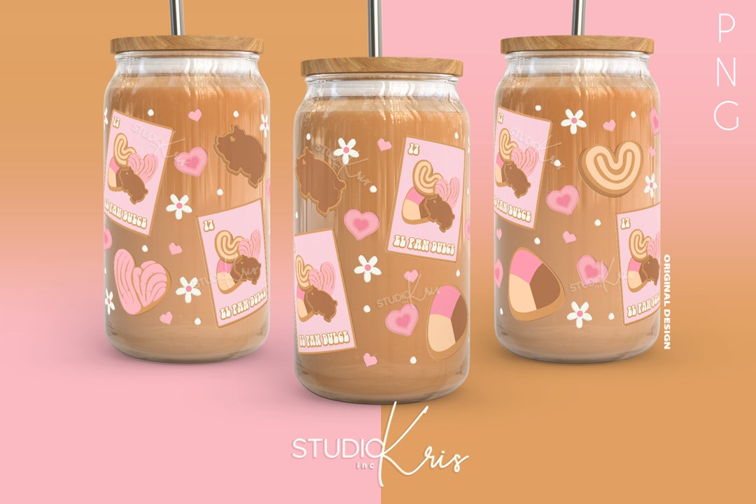 El Pan Dulce Concha Lotería Valentine's Day PNG for UV DTF 16oz Can ...