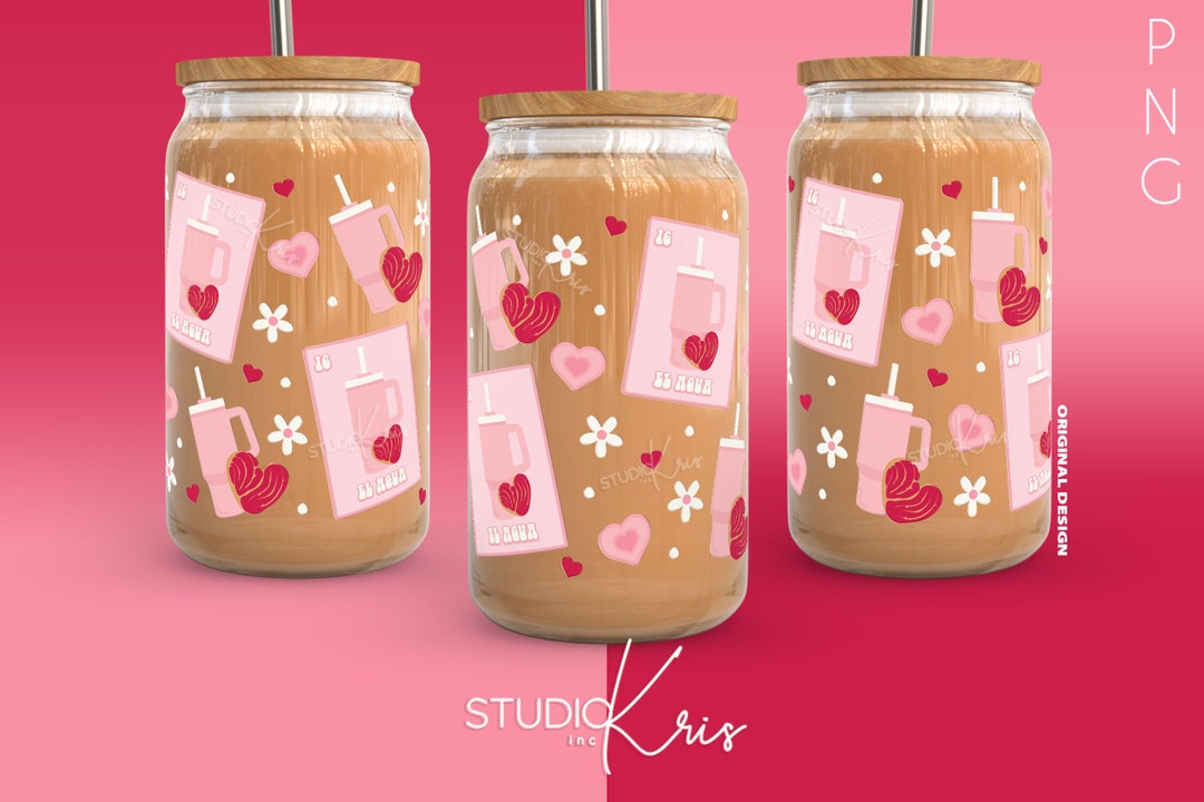 El Agua Concha Lotería Valentine's Day PNG for UV DTF 16oz Can Glass ...