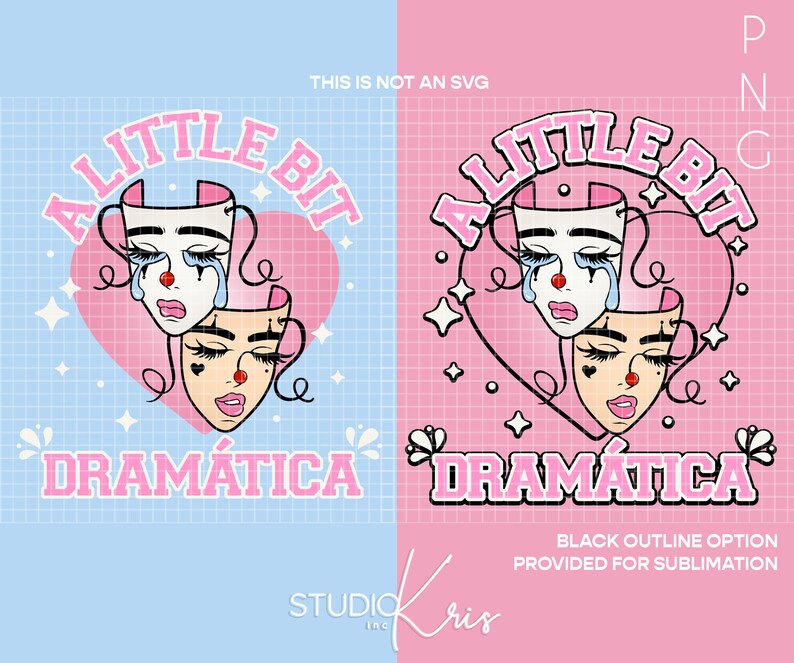 A Little Bit Dramatica PNG for UV DTF 16oz Can Glass Wrap Sublimation ...