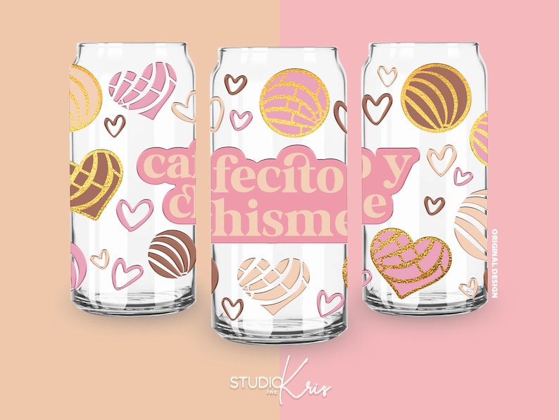 Cafecito Y Chisme SVG for UV DTF 20oz Can Glass Wrap | Digital Download ...