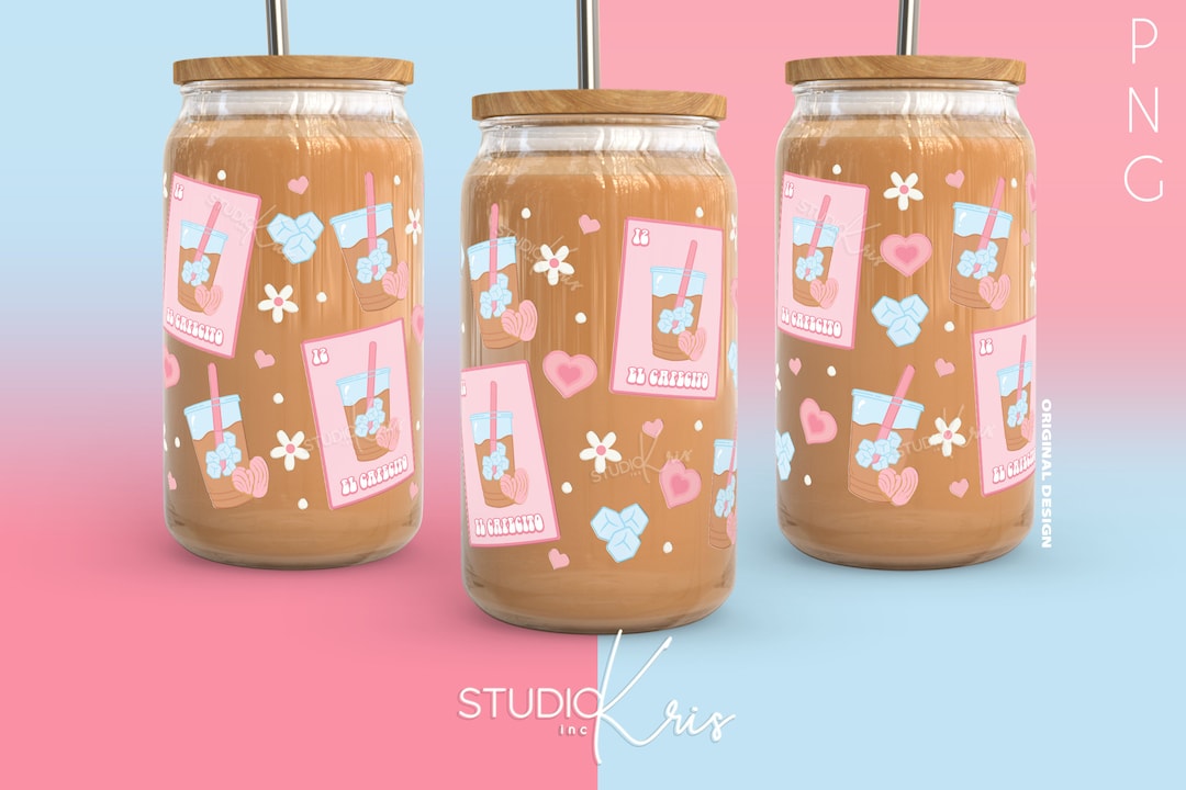 El Cafecito Concha Lotería Valentine's Day PNG for UV DTF 16oz Can ...