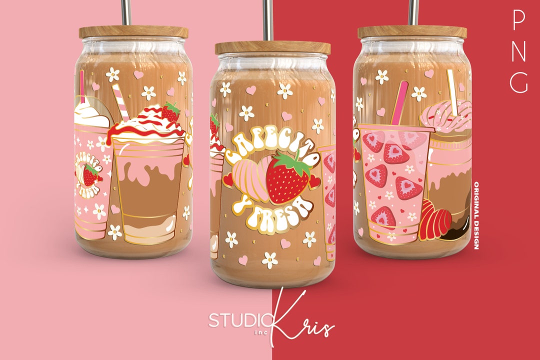 Cafecito Y Fresa Cafecito Y Chisme Valentine's Day PNG for UV DTF 16oz ...