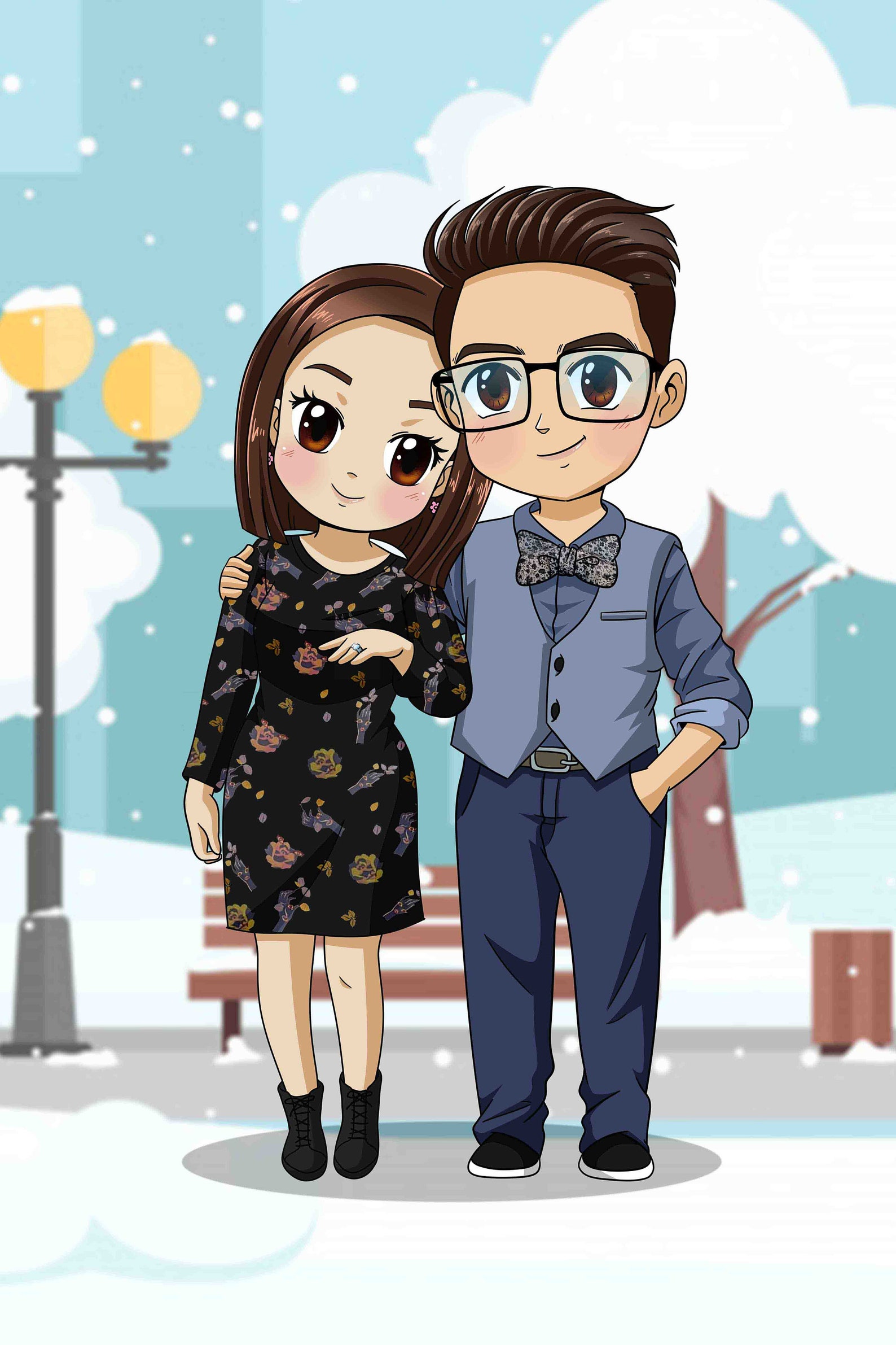 Custom Couple Chibi Portrait - Etsy