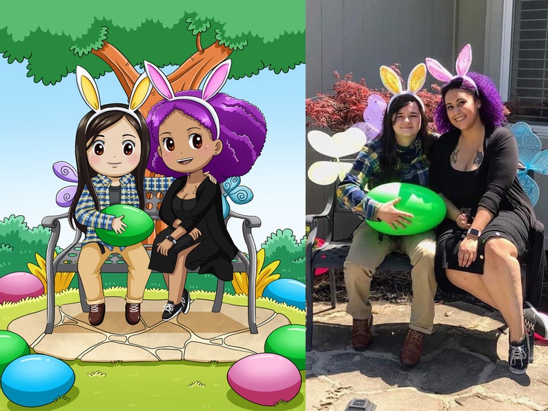 Chibi Anime Cartoon Custom Portrait Custom Couple Chibi | Etsy