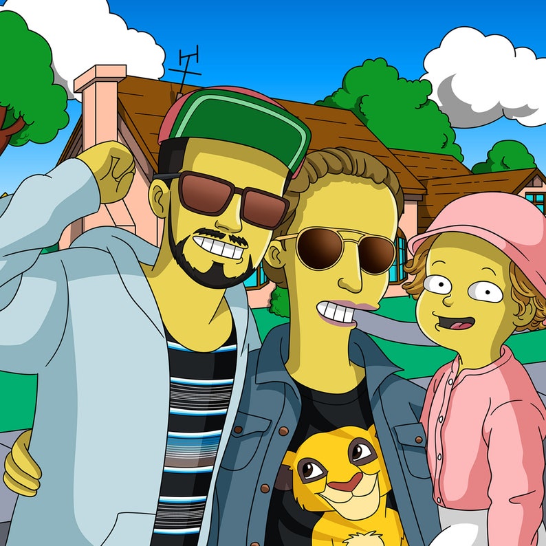 Simpson Couple Portrait Cartoon portrait Yellow People | Etsy