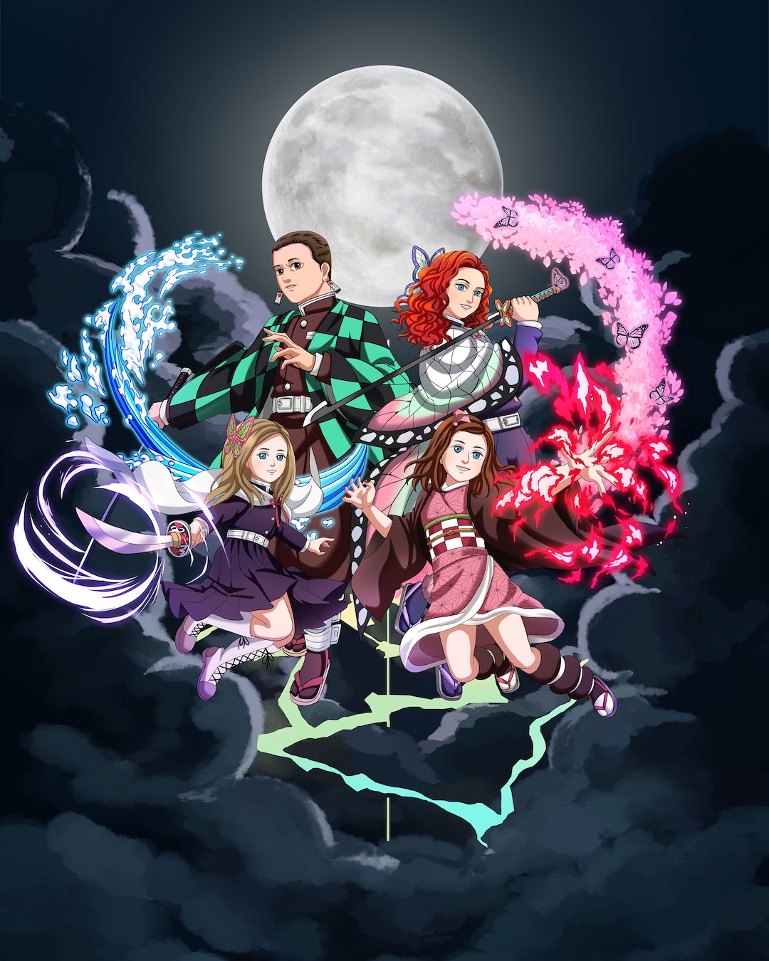 Custom Anime Portrait, Custom Family Portrait, Anime Couple Portrait ...