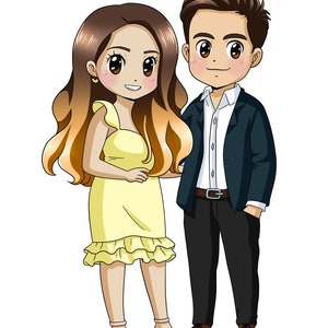 Custom Chibi Couple Portrait, Custom Anime Christmas Postcard ...