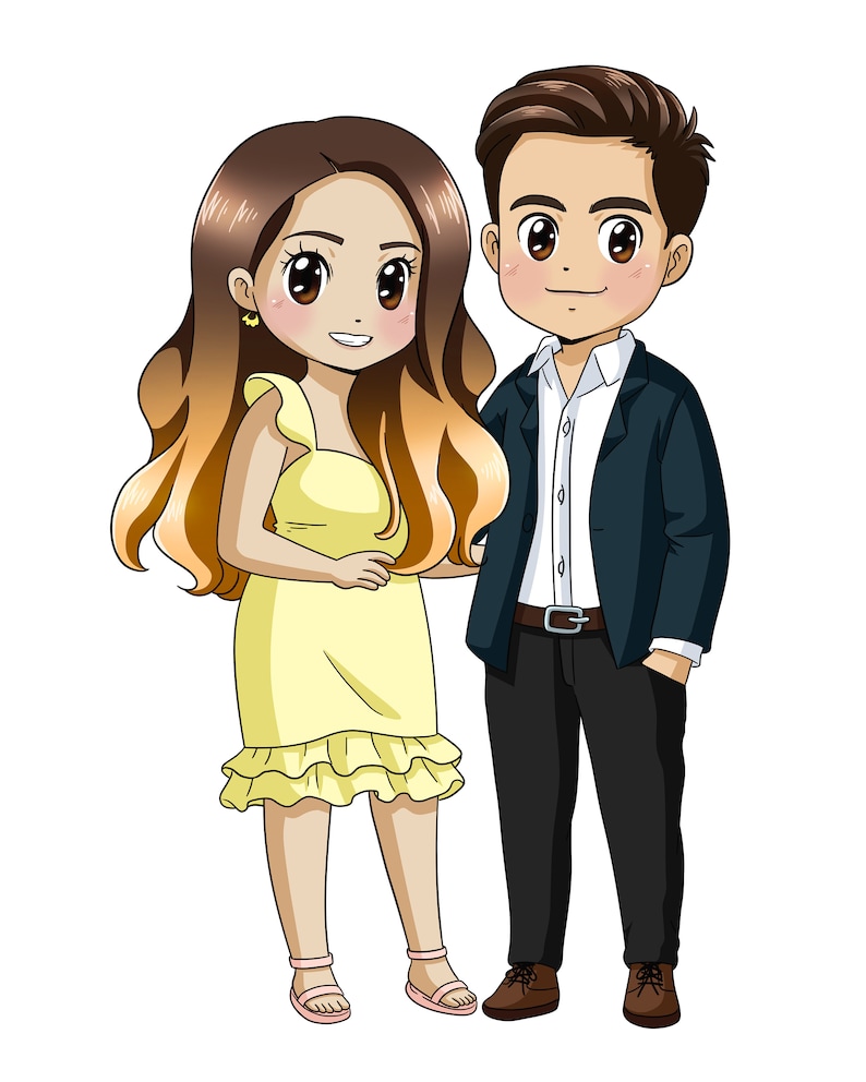 Custom Chibi Couple Portrait Custom Anime Christmas Postcard - Etsy