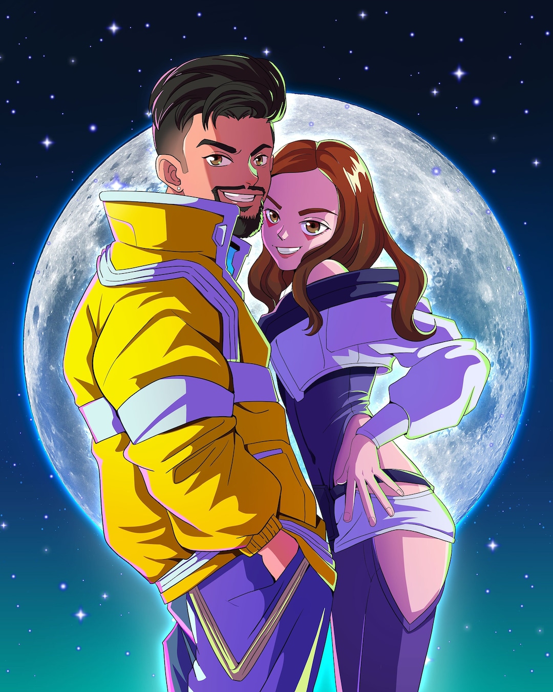 Custom Anime Portrait, Cyberpunk Portrait, Custom Couple Portrait ...
