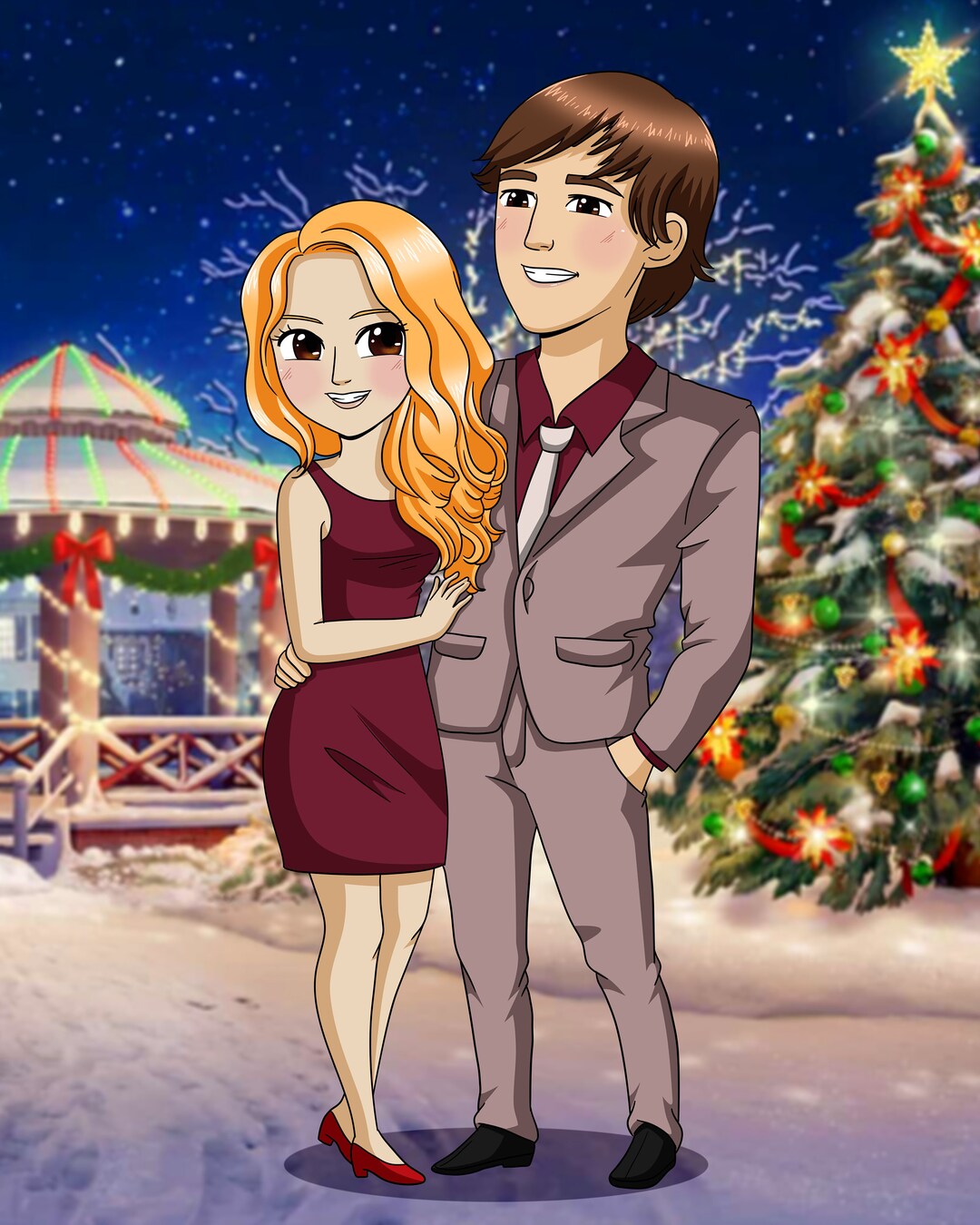 Custom Chibi Couple Portrait: Anime Style Drawing (digital File) - Etsy