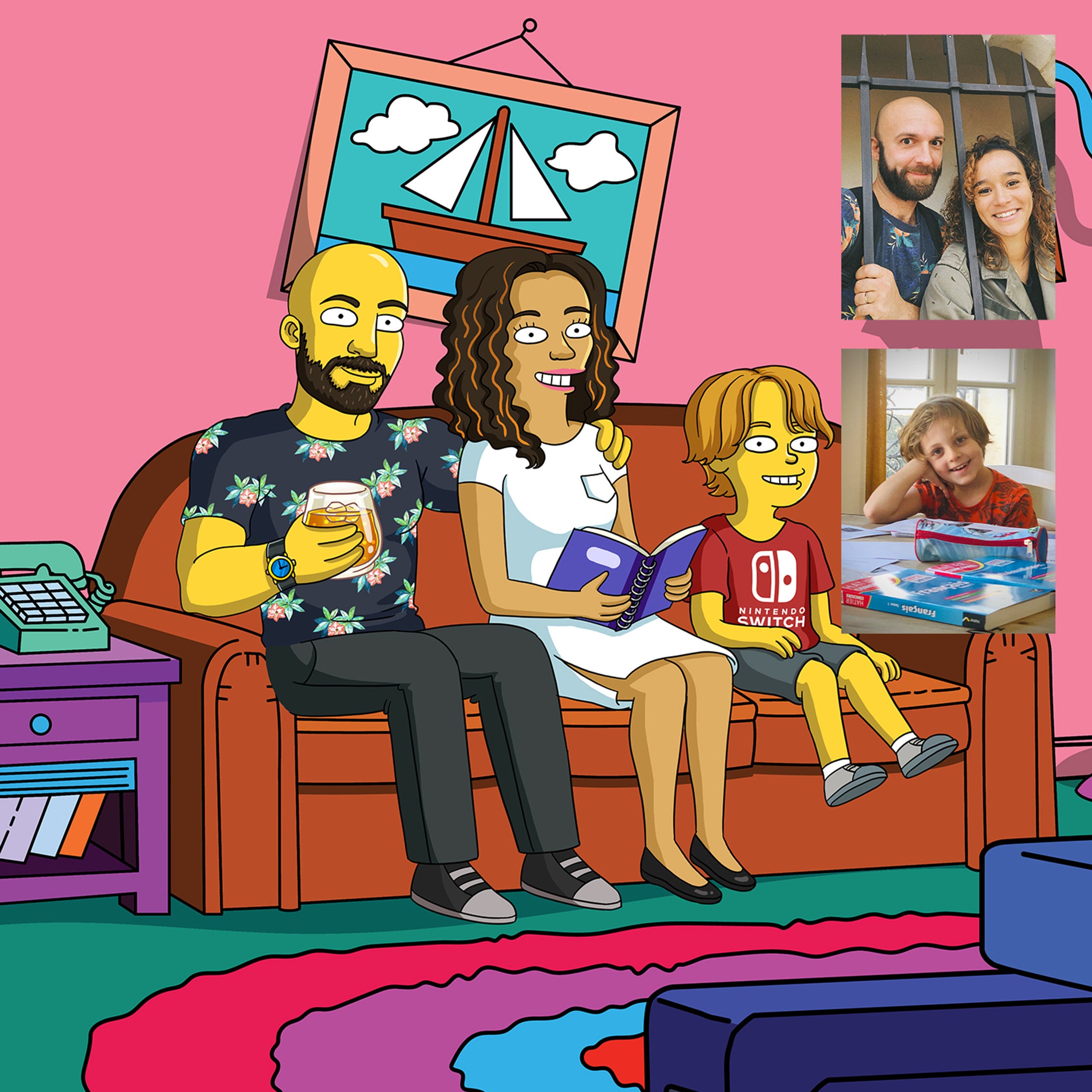 Custom Simpsons Portrait on the Couch Simpsons Family | Etsy