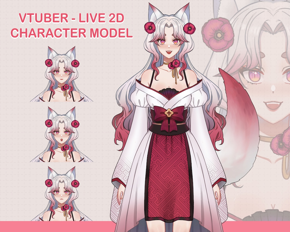 Diseño de modelo de personaje vtuber 2D en vivo dibujo de - Etsy México