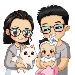 Custom Chibi Couple Portrait, Custom Anime Christmas Postcard ...