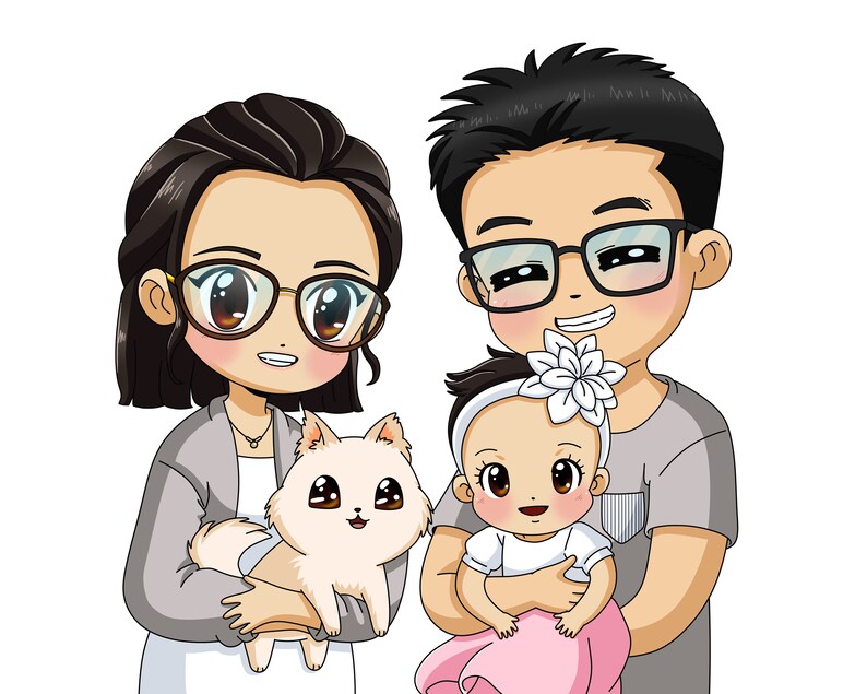 Custom Chibi Couple Portrait Custom Anime Christmas Postcard - Etsy