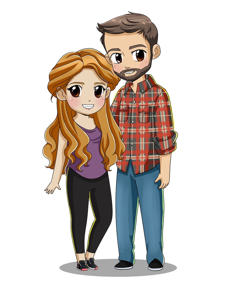 Custom Chibi Couple Portrait Custom Anime Christmas Postcard - Etsy