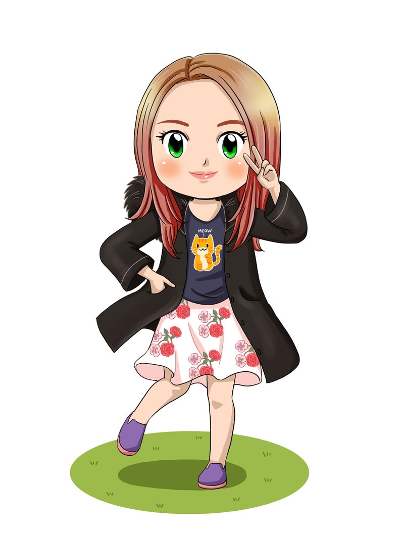 Chibi Anime Cartoon Custom Portrait Custom Couple Chibi | Etsy