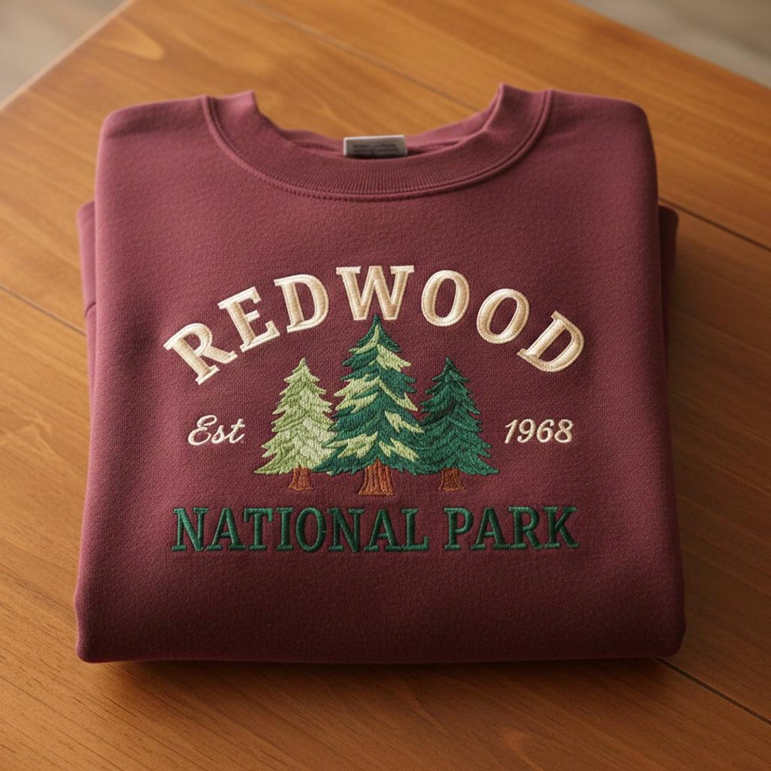 Redwood National Park Embroidered Crewneck Sweatshirt, California ...