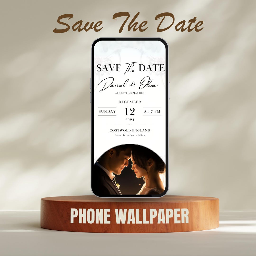 Customizable Aesthetic Save the Date Phone Wallpaper, Digital Wedding ...