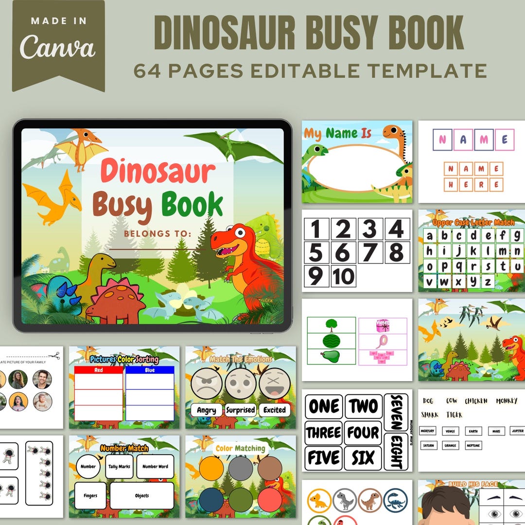Dinosaur Theme Busy Book for Kids | Printable Activity Book | Dino ...