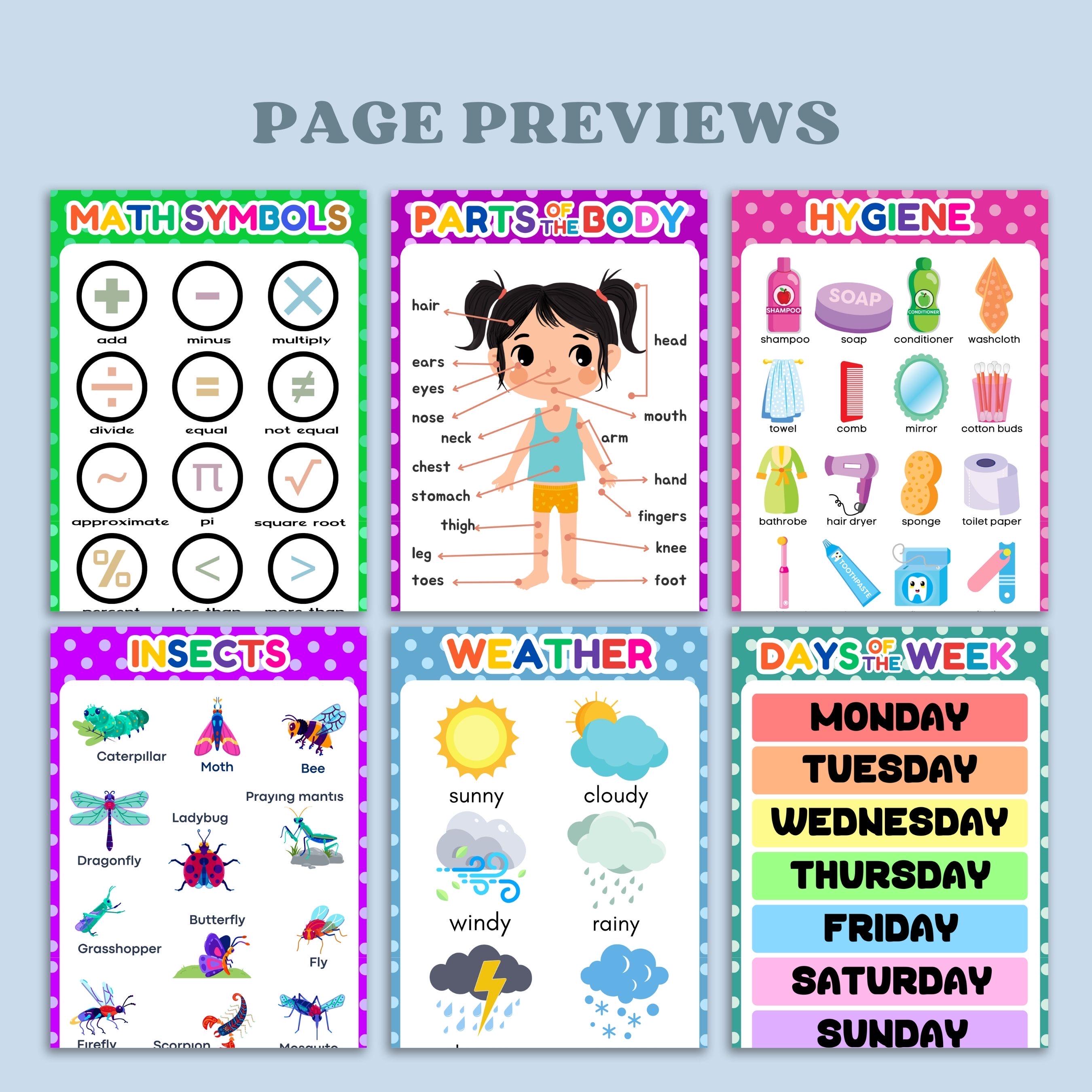 Printable Educational Charts for Kids, Fun Learning Posters, Alphabet ...