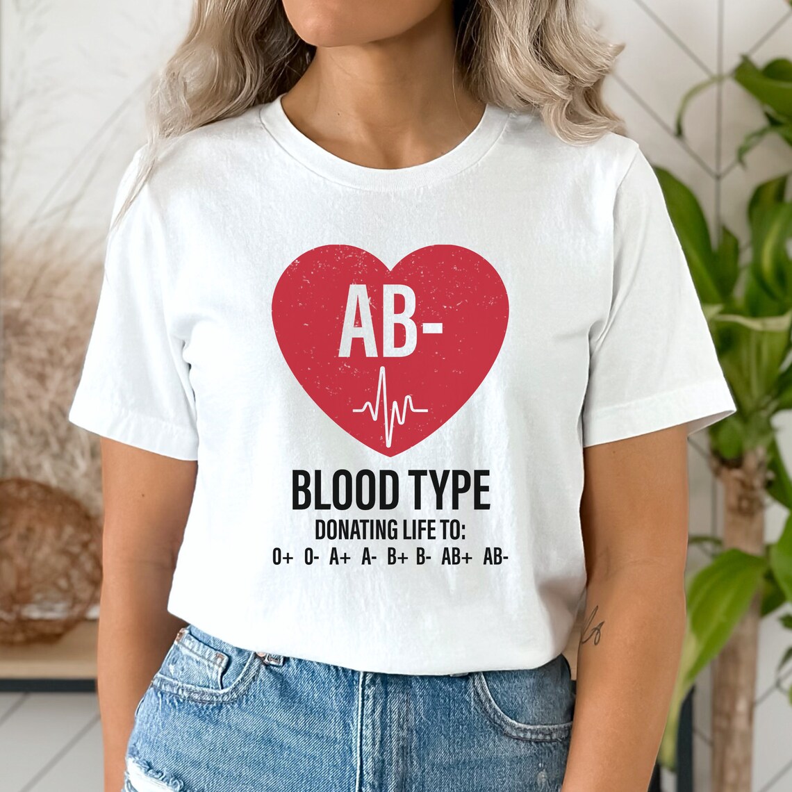 AB Blood Type Tee,unique Donor Gift, Awareness and Support, Perfect for ...