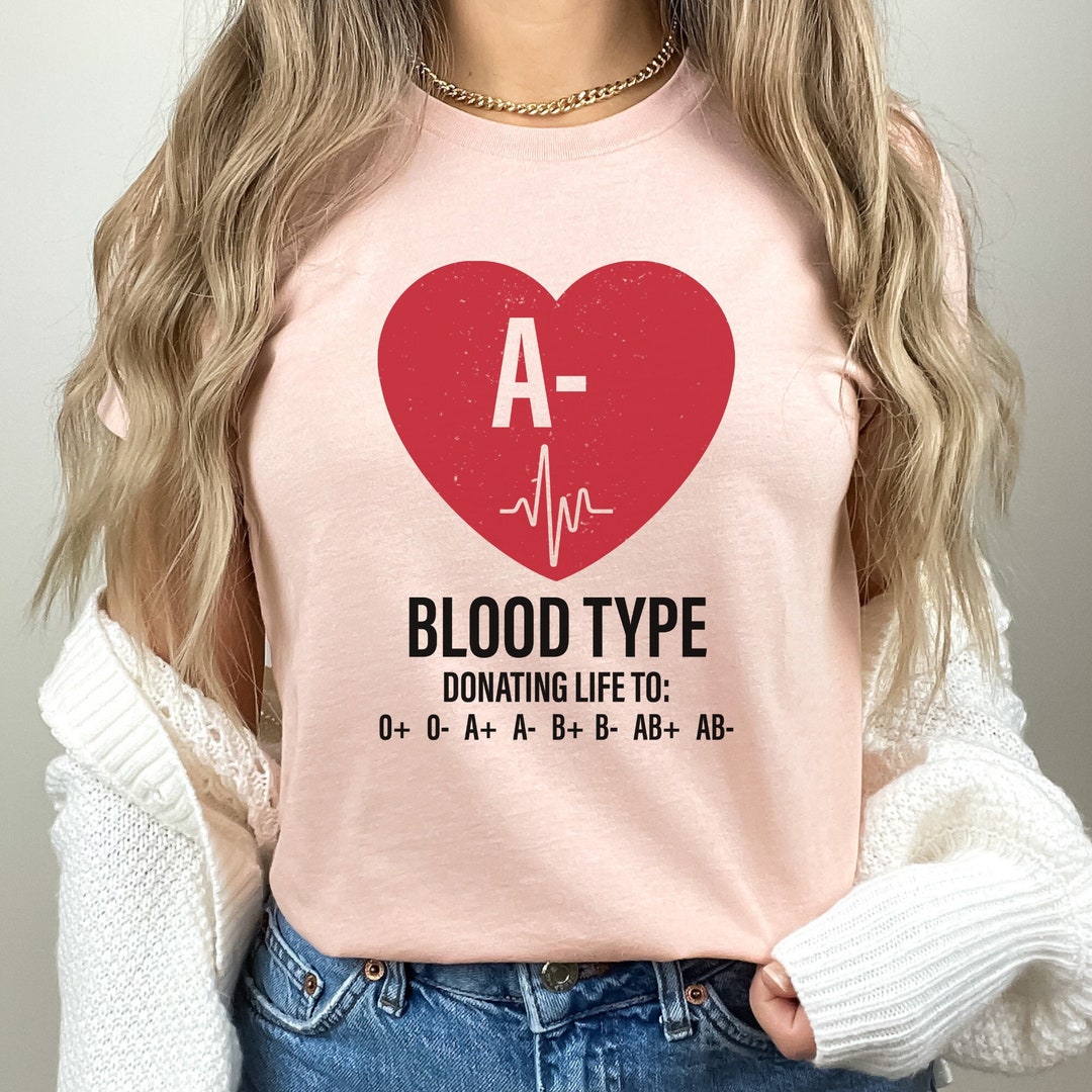 A Blood Type Shirt,donor Gift, Donation Day Apparel,show Care With A ...