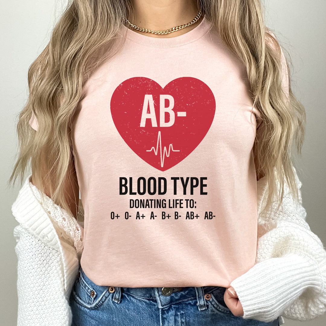 AB Blood Type Tee,unique Donor Gift, Awareness and Support, Perfect for ...