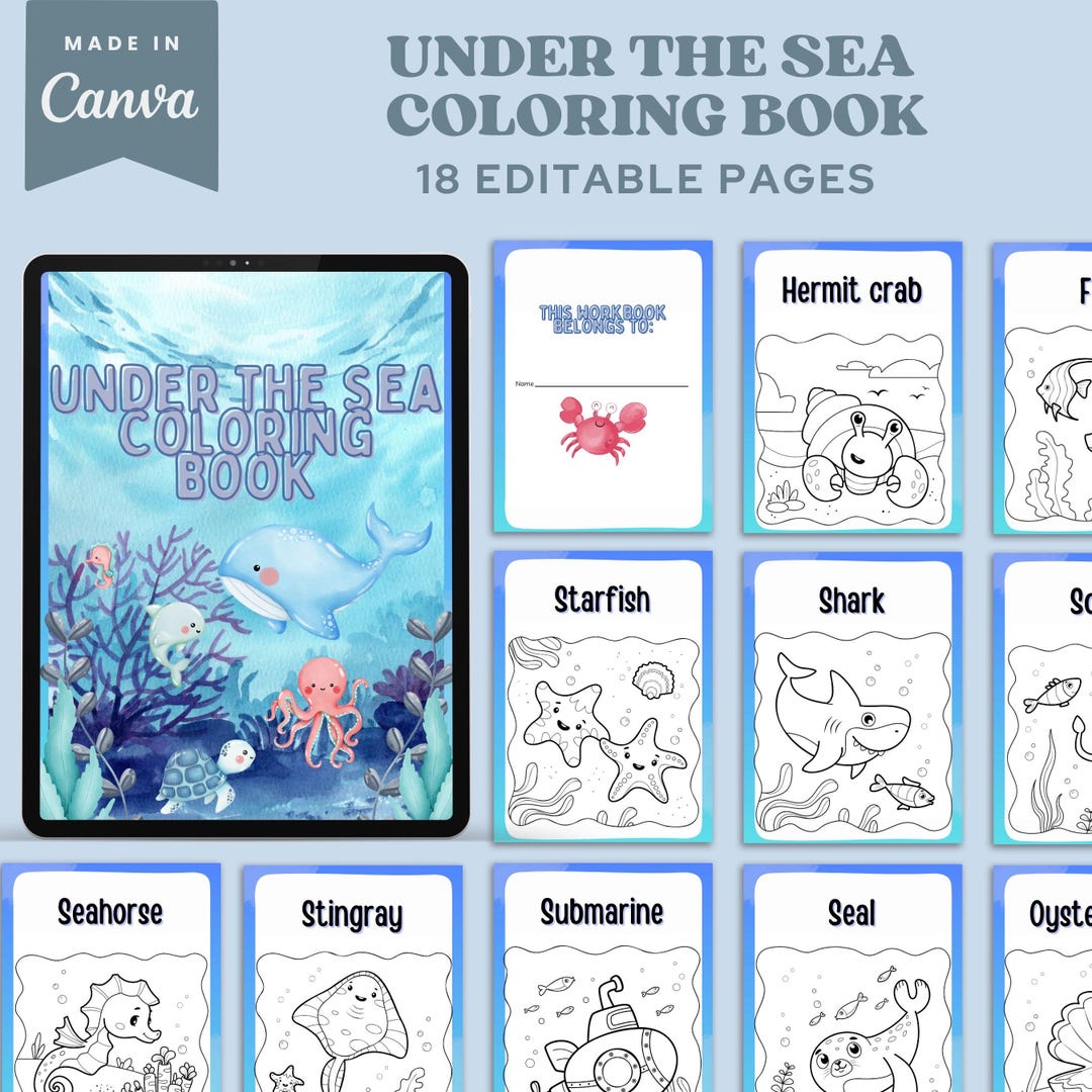 Under the Sea Coloring Book for Kids, Fun Ocean Animals, Printable ...