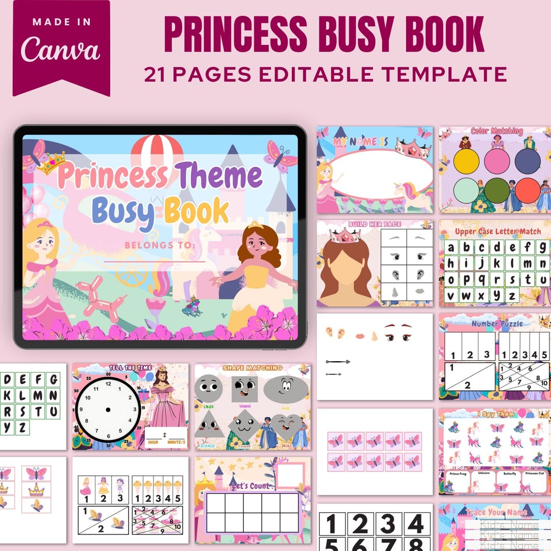 Princess Theme Busy Book for Kids | Printable Activity Book | Fun ...
