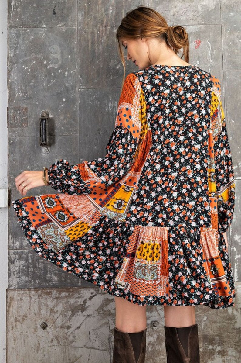 Bohemian vintage flower print dress boho vintage style flowy - Etsy.de