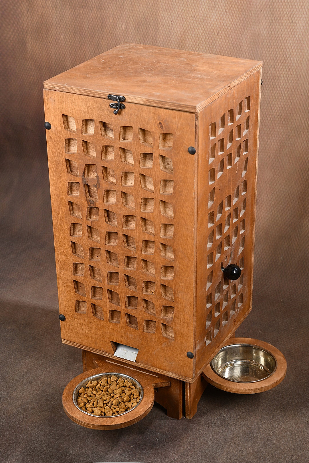 Mid-century Modern Kibble Dispenser: Stainless Steel Pet Food Storage ...